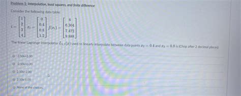 solved problem 1 interpolation least squares and finite