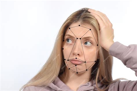 Premium Photo Portrait Of Pretty Woman And Face Recognition System