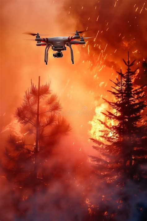 Ai Controlled Drone Flying Above Raging Forest Fire Capturing Data For Emergency Response And