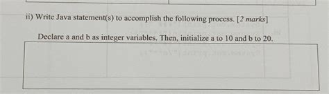 solved ii write java statement s to accomplish the