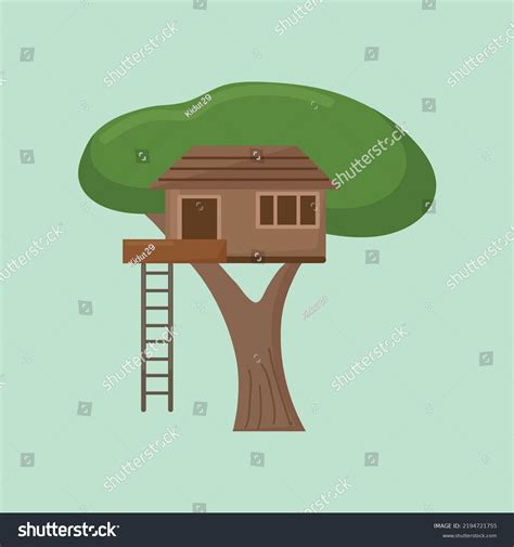 Treehouse Vector Art Illustration Stock Vector Royalty Free Shutterstock