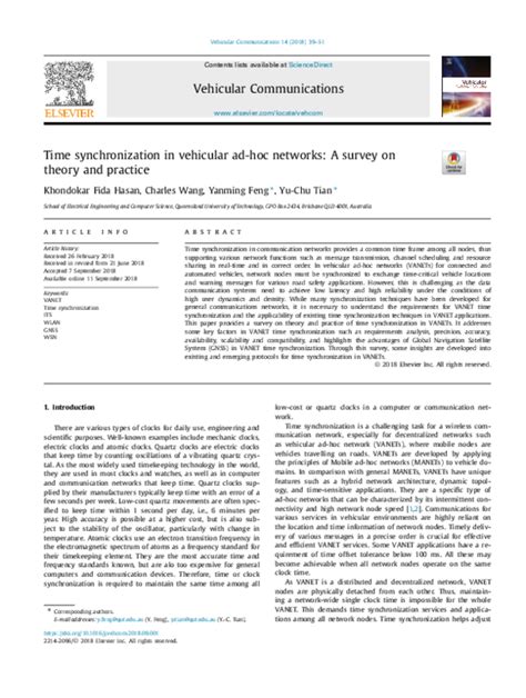 Pdf Time Synchronization In Vehicular Ad Hoc Networks A Survey On Theory And Practice