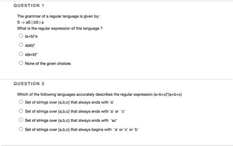 solved question 1 the grammar of a regular language is given