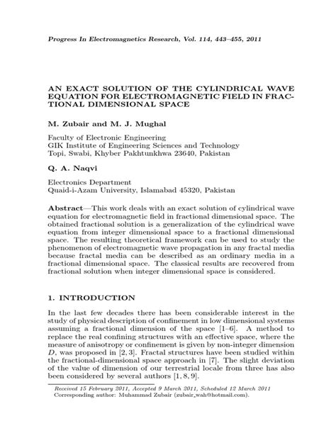 An Exact Solution Of The Cylindrical Wave Pdf Wave Equation Waves