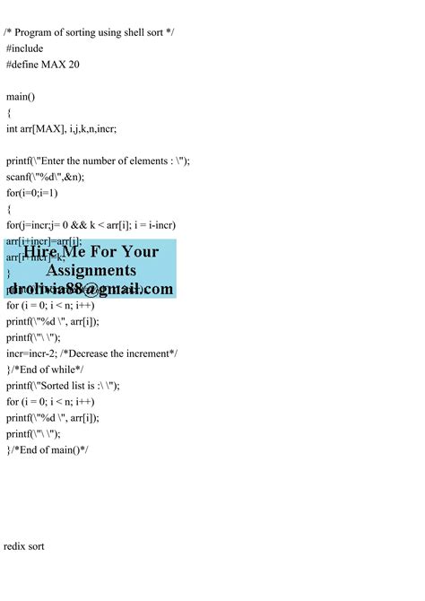 Program Of Sorting Using Shell Sort Include Stdioh Depdf