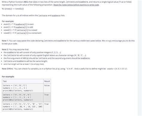 Solved Write A Python Function Abcs That Takes In Two Lists
