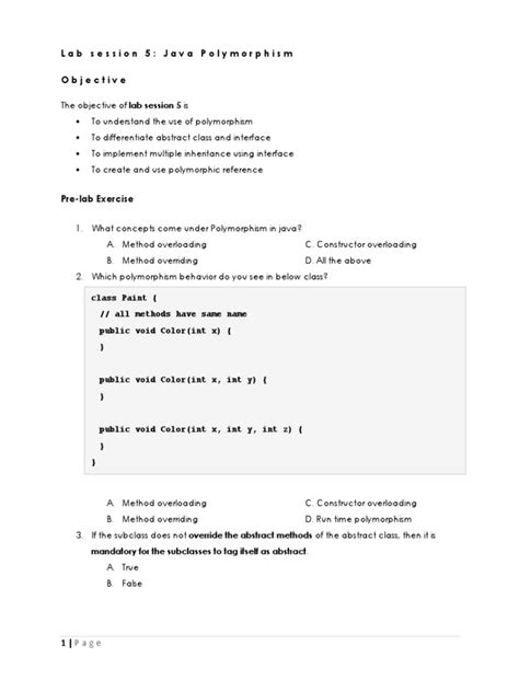 Lab Session 5 Java Polymorphism Objective Class Paint All Methods