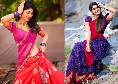 30 Most Trending Half Saree Design Ideas From Celebrities