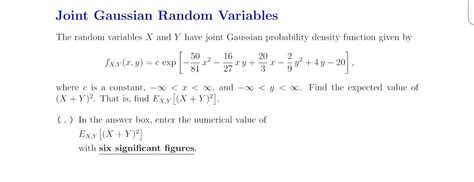 Solved Joint Gaussian Random Variables The Random Variables