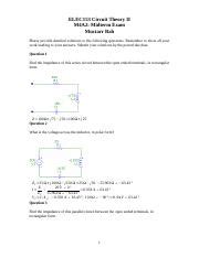 ELEC 153 Midterm Exam Version 2 Docx ELEC153 Circuit Theory II M4A2 Midterm Exam Muctarr Bah