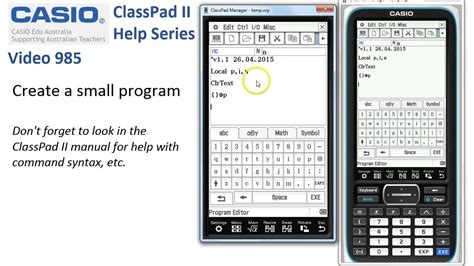 Classpad Help 985 Create A Small Program Youtube