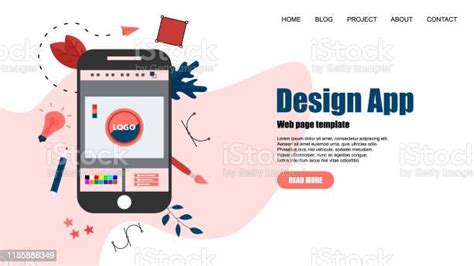 웹 페이지 템플릿입니다 창조적 인 프로젝트와 오픈 디자인 응용 프로그램과 평면 벡터 그래픽 디자인 개념 개념에 대한 스톡 벡터