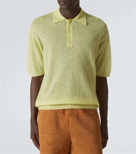 Mohair Blend Polo Sweater In Yellow Auralee Mytheresa
