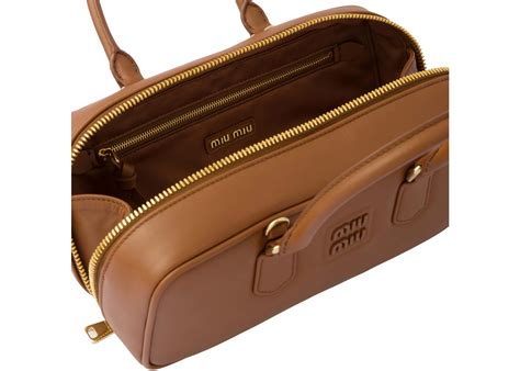 Miu Miu Arcadie Leather Bag Brown Brown In Leather With Gold Tone Us