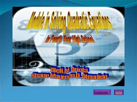 Module In Solving Quadratic Equation Ppt