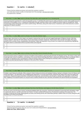 Edexcel Igcse English Language Questions 1 3 Revision Activities