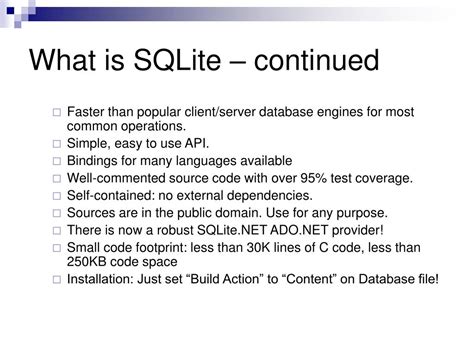 Ppt Sqlite And The Net Framework Powerpoint Presentation Free