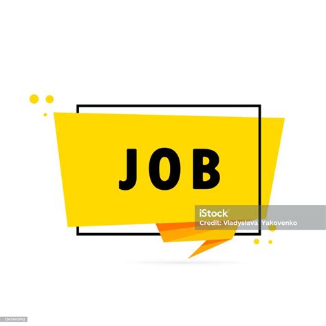 직업 종이 접기 스타일의 음성 거품 배너 작업 텍스트가 있는 스티커 디자인 템플릿입니다 벡터 Eps 10 흰색 배경에 격리 0명에 대한 스톡 벡터 아트 및 기타 이미지