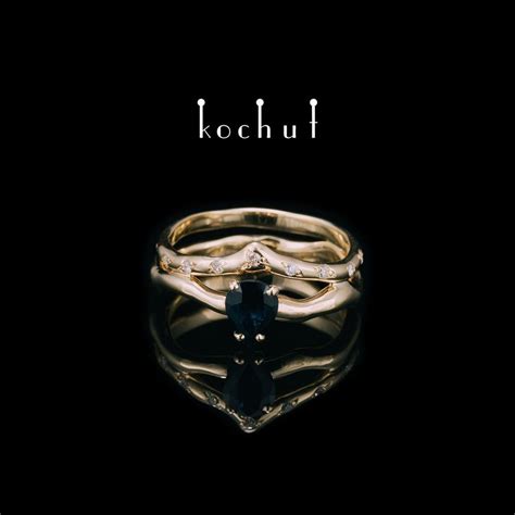 Каблучка «Ельфійська ніжність Жовте золото сапфір діаманти Золото