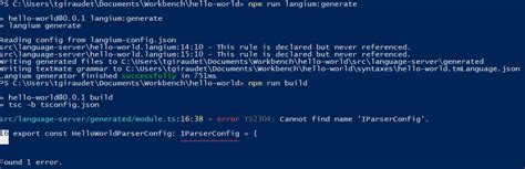 langium cli generates invalid code when chevrotainparserconfig is