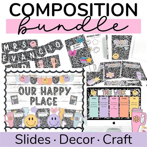 Composition Notebook Classroom Decor Bundle Bulletin Board Letters Teacher Binder Covers