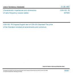 CSN IEC Characteristic Impedances And Dimensions Of Radio Frequency Coaxial Cables