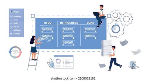 Kanban Software Development Outline Concept Agile Stock Vector Royalty