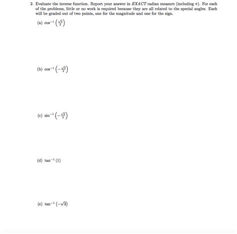 solved 2 evaluate the inverse function report your answer