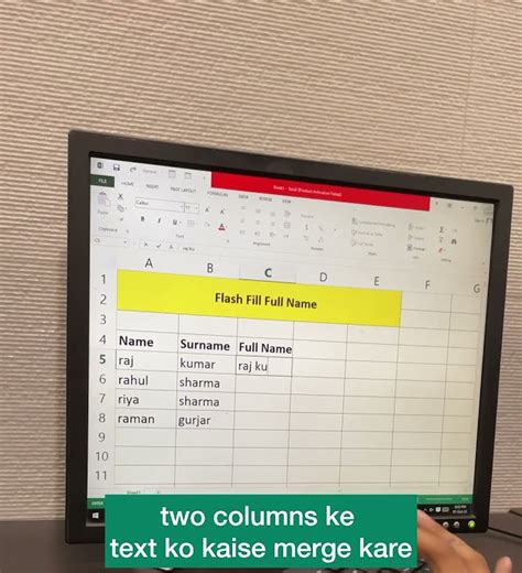 Two Columns Ke Text Ko Ek Column Me Kaise Merge Kare Excel Video Raci Viral Youtube