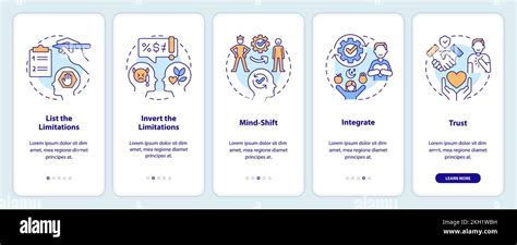 Overcoming Self Imposed Limitations Tips Onboarding Mobile App Screen Stock Vector Image And Art