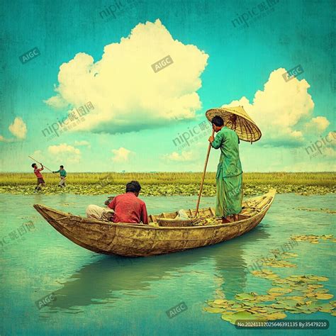 Ai创作图一船人采菱角 采藕船人物 采菱人男工女工妇女 缅甸船夫 水上人家生活场景 采菱船 美人与小船 船上农家 河塘泛舟 等乘舟的人 莲动下渔舟 采菱人女工 撑船过河 船家人 采菱歌