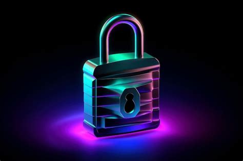 Premium Photo Abstract Colorful Neon Padlock On Black Background