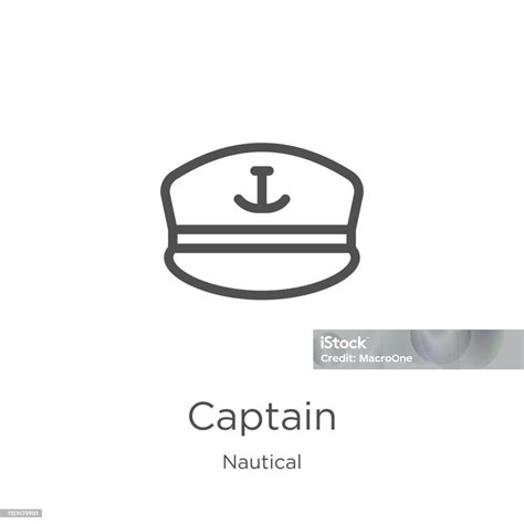 해상 컬렉션에서 선장 아이콘 벡터입니다 얇은 선 선장 개요 아이콘 벡터 일러스트 레이 션입니다 웹 사이트 디자인 및 모바일 앱 개발을 위한 개요 얇은 선 선장 아이콘 날씬