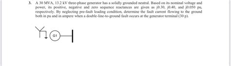 Solved A 30 MVA 13 2kV Three Phase Generator Has A Solidly Chegg Com