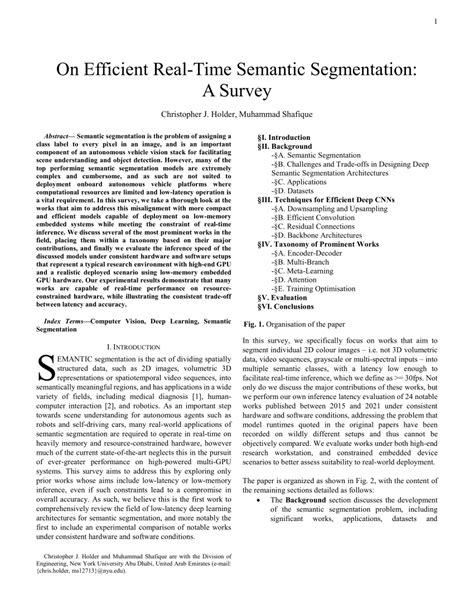 Pdf On Efficient Real Time Semantic Segmentation A Survey