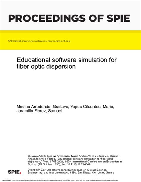 pdf educational software simulation for fiber optic dispersion