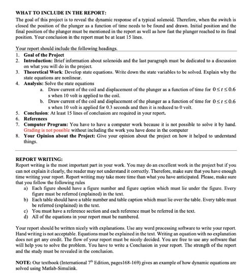 Solved Project 2 Investigation Of The Transient Response Of Chegg Com