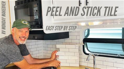 Peel And Stick Tile Backsplash RV Install Camper DIY Wallpaper Stick Tile Backsplash Stick On