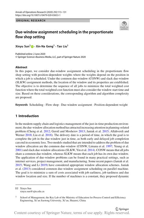 Due Window Assignment Scheduling In The Proportionate Flow Shop Setting Request Pdf