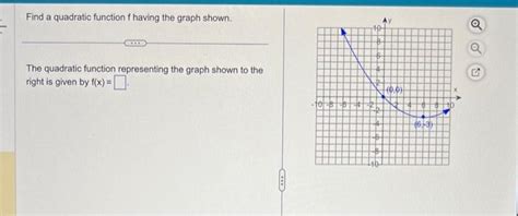 Solved Find A Quadratic Function F Having The Graph Shown Chegg