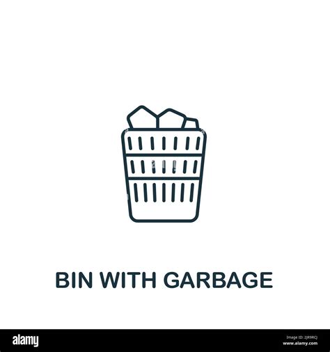 Bin With Garbage Icon Simple Line Element Symbol For Templates Web Design And Infographics