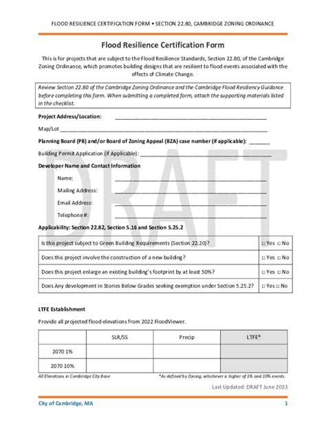 Fillable Online Flood Resilience Certification Form Fax Email Print Pdffiller