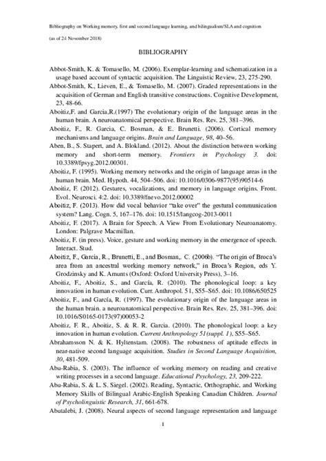 Pdf Working Memory In First And Second Language A Comprehensive