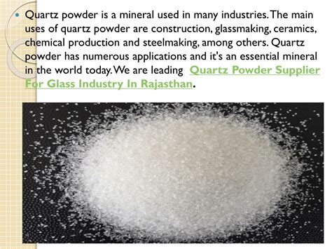 Ppt Importance Uses Applications Of Quartz Powder Powerpoint