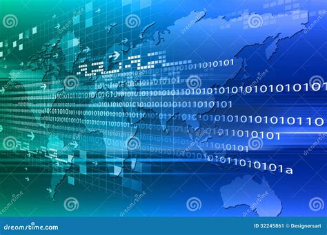 Binary Code On World Map Stock Illustration Illustration Of Code