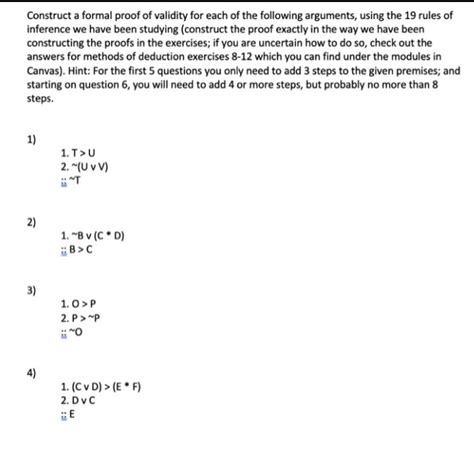 Solved Construct A Formal Proof Of Validity For Each Of The