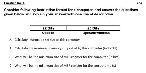 Solved Question No 3 7 5 Consider Following Instruction