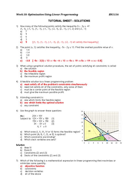 Week 10 Solutions Optimisation Using Linear Programming Week 10