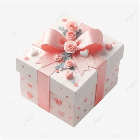 발렌타인 데이 3d 선물 상자 하트 기호와 분홍색 꽃 발렌타인 선물 상자 3d Png 일러스트 및 이미지 에 대한 무료