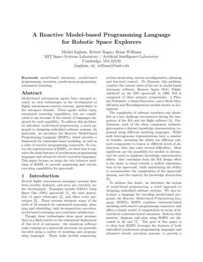 A Reactive Model Based Programming Language For Csail Mit